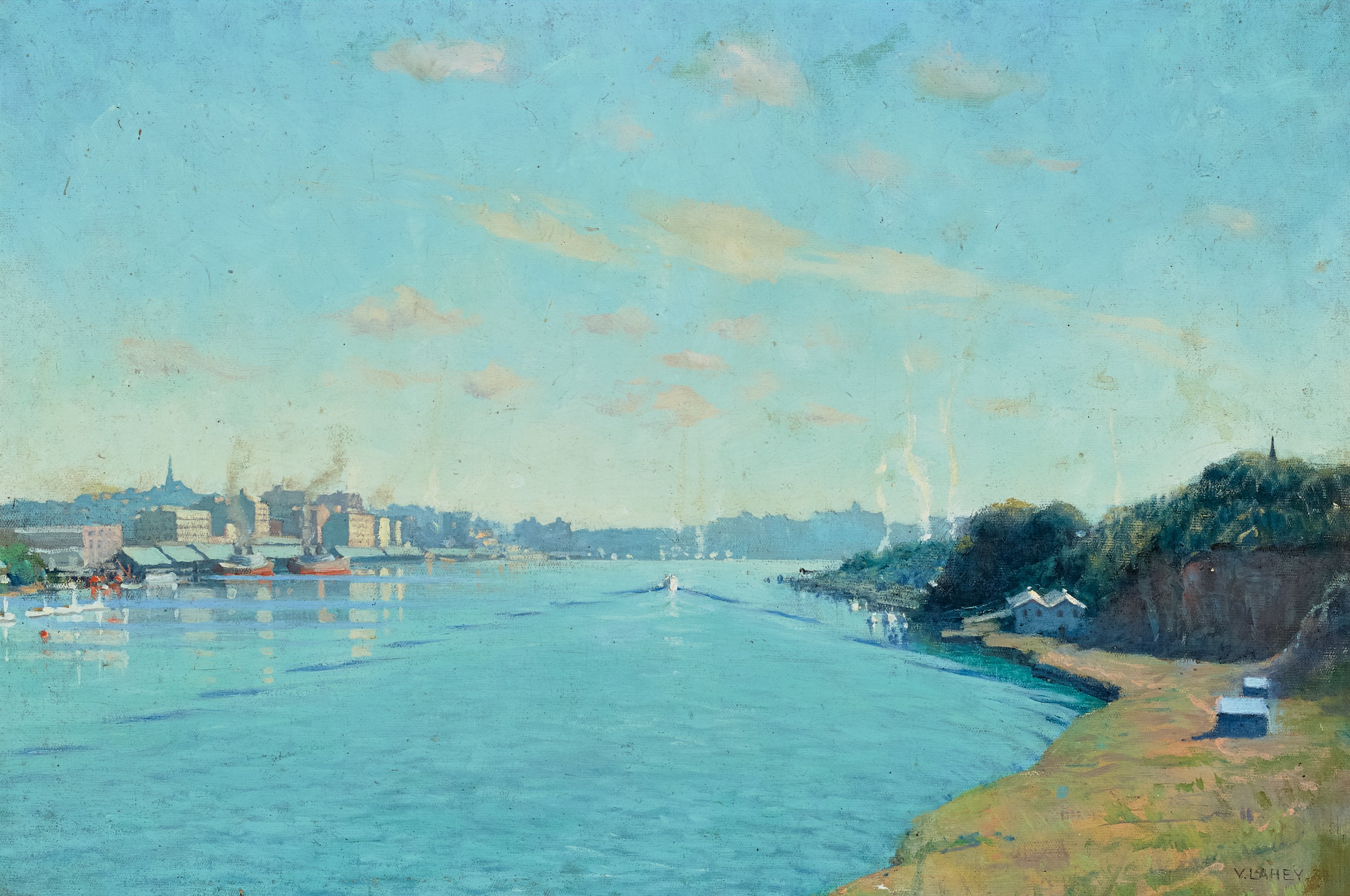 EARLY MORNING BRISBANE RIVER 1932 Deutscher And Hackett early-morning-brisbane-river-1932-deutscher-and-hackett